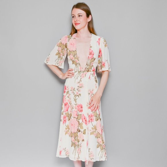 Reformation | Dresses | Reformation Rhodes Floral Wrap Dress In ...